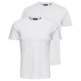Only & Sons T-Shirt ONLY & SONS "ONSBASIC SLIM O-NECK 2-PACK NOOS", Herren, Gr. M, pack:2wei&szlig;, Single Jersey, Obermaterial: 95% Baumwolle, 5% Elasthan, unifarben, schmal normal, Rundhals, Shirts T-Shirt