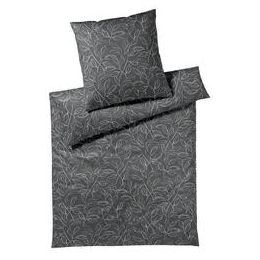 Bettw&auml;sche Elegante "Floral", grau (basalt), B/L: 135cm x 200cm, 1 Stk., 1 Stk., Mako-Satin, B/L: 80cm x 80cm, 2 Stk., Mako-Satin, Obermaterial: 100% Baumwolle, Bettw&auml;sche, Bettw&auml;sche, angenehmes Hautgef&uuml;hl