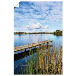 Wandbild Artland, B:60cm H:90cm T:0,1cmfarbe bild(er): blau, Papier, Wohnzimmer, Bilder, "Steg am Krakower See im Dorf Serrahn", als Alubild,