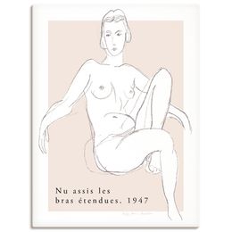 Wandbild Artland "Nu assis les bras &eacute;tendues 1947", farbe bild(er): wei&szlig;, B/H/T: 45cm x 60cm x 1,7cm, Leinwandbild Bilder von Frauen Hochformat, 1 Stk., Bilder, als Alubild, Leinwandbild, Poster, Wandaufkleber in verschied. Gr&ouml;&szlig;en