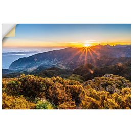 Wandbild Artland, B:30cm H:20cmfarbe bild(er): orange, Vinyl, Wohnzimmer, Bilder, "Sonnenaufgang &uuml;ber Madeira Bica da Cana", als Alubild,