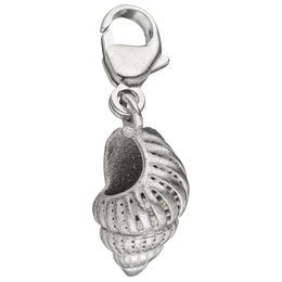 Charm-Einh&auml;nger Jobo "Muschel 21,6 mm mit Struktur", silber 925, Charms, Damen, Silber 925 (Sterlingsilber), 925 Silber rhodiniert