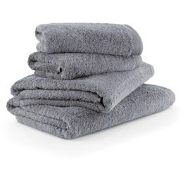M&ouml;ve Handtuch Set M&Ouml;VE "Superwuschel 100% Premium Cotton Baumwolle", grau (stone), 4 Stk., Walkfrottee, Walkfrottee, Obermaterial: 100% Baumwolle, Handtuch-Sets