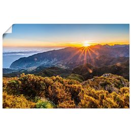 Wandbild Artland, B:30cm H:20cm T:0,1cmfarbe bild(er): orange, Papier, Wohnzimmer, Bilder, "Sonnenaufgang &uuml;ber Madeira Bica da Cana", als Alubild,