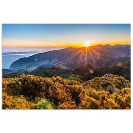 Wandbild Artland, B:30cm H:20cm T:1cmfarbe bild(er): orange, Alu Dibond, Wohnzimmer, Bilder, "Sonnenaufgang &uuml;ber Madeira Bica da Cana", als Alubild,