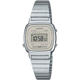 Chronograph CASIO VINTAGE, silber (silberfarben, taupe), Armbanduhren, Damen, Chronograph, Quarzuhr, Armbanduhr, Damenuhr, Digitaluhr, Datum, Edelstahlarmband
