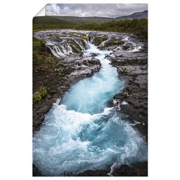 Wandbild Artland "Wasserfall Bruarfoss auf Island", farbe bild(er): blau, B:20cm H:30cm T:0,1cm, Papier, Bilder, als Alubild, Leinwandbild, Poster, Wandaufkleber in verschied. Gr&ouml;&szlig;en