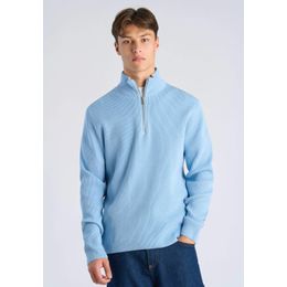 Troyer LINDBERGH "Troyer Relaxed Fit", Herren, Gr. L, soft blau, Obermaterial: 80% Baumwolle, 20% Polyester, hoch geschlossener Ausschnitt, Pullover Troyer