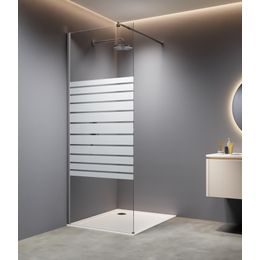 Walk-in-Dusche Welltime "Nassau Single", silberfarben, B:80cm H:195cm, Duschw&auml;nde, 8mm Starke Scheibe mit Streifendekor