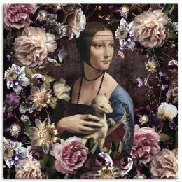 Wandbild Artland, B:40cm H:40cmfarbe bild(er): rot, Leinwand, Wohnzimmer, Bilder, "Lady mit Hermelin - Da Vinci Adaption", als Alubild, Leinwandbild,