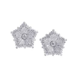 Classyandfabulous Jewelry Earrings 'Peony Crystal' female Silver size One Size
