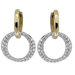 Paar Creolen Firetti "Schmuck Geschenk Silber 925 Ohrschmuck Ohrringe Bicolor", gelbgoldfarben, silberfarben, kristallwei&szlig;, kristallwei&szlig;, Ohrringe, Damen, 13,9mm, Silber 925 (Sterlingsilber), mit Zirkonia (synth.)