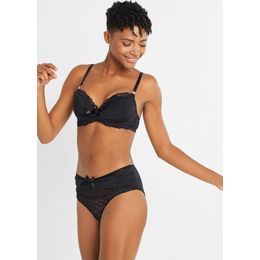 Schalen-BH bonprix, Damen, Gr. 70, Cup E, schwarz, Obermaterial: 91% Polyamid, 9% Elasthan. Futter: 83% Polyamid, 17% Elasthan. Spitze: 88% Polyamid, 12% Elasthan, BHs Schalen-BH, mit aufwendiger Verzierung, mit gepolsterten Cups