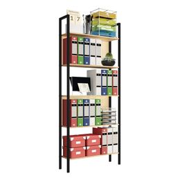 B&uuml;cherregal Vcm "Holz Metall Stand Regal B&uuml;ro B&uuml;cher Flakos 5fach", honig, eiche, B:62cm T:24cm, Regale, B&uuml;cherregal