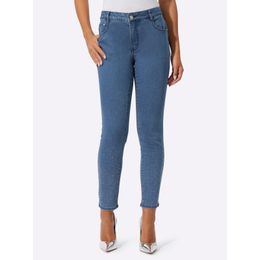 WITT Damen 5-Pocket-Jeans mit Glitzersteinchen, blue-bleached, Gr&ouml;&szlig;e 38