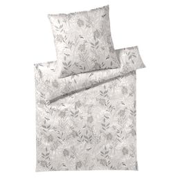 Bettw&auml;sche Elegante "Sketch Allover", grau (kiesel), B/L: 155cm x 220cm, 1 Stk., 1 Stk., Mako-Satin, B/L: 80cm x 80cm, 2 Stk., Mako-Satin, Obermaterial: 100% Baumwolle, Bettw&auml;sche, Bettw&auml;sche, angenehmes Hautgef&uuml;hl