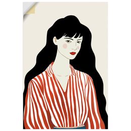 Wandbild Artland "Woman in Striped Blouse I", farbe bild(er): rot, B/H/T: 20cm x 30cm x 0,1cm, Wandaufkleber - Vinyl Bilder von Frauen Hochformat, 1 Stk., Bilder, als Alubild, Leinwandbild, Poster, Wandaufkleber in verschied. Gr&ouml;&szlig;en