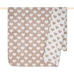 Wohndecke Pad "Love", taupe, B:150cm L:200cm, Obermaterial: 65% Baumwolle, 35% Polyacryl, Wohndecken, Wohndecke, Made in Europe