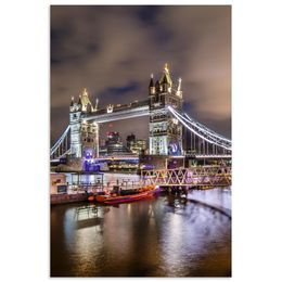 Wandbild Artland "LONDON Tower Bridge im Abendlicht", farbe bild(er): rot, B:40cm H:60cm, Alu Dibond, Bilder, als Alubild, Leinwandbild, Poster, Wandaufkleber in verschied. Gr&ouml;&szlig;en