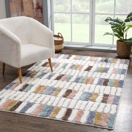 Hochflor-Teppich Carpet City "Focus 3032", bunt (mehrfarbig), B:200cm H:20mm L:290cm, Polypropylen, Teppiche, L&auml;ufer, Boho, Hochtief-Muster/ 3D-Effekt, f&uuml;r Wohnzimmer, Schlafzimmer