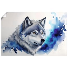 Wandbild Artland "Wolf", farbe bild(er): blau, B:90cm H:60cm, Papier, Bilder, als Alubild, Leinwandbild, Poster, Wandaufkleber in verschied. Gr&ouml;&szlig;en
