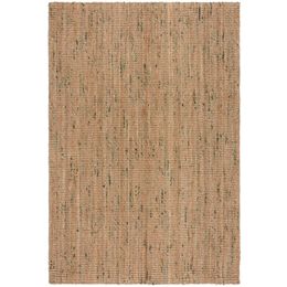 Teppich FLAIR RUGS "Jute Boucle", gr&uuml;n, B:160cm H:7mm L:230cm, Jute, Teppiche, Teppich, aus 100% Jute, mit Fransen, aus Naturfasern