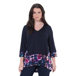 Ulla Popken Tunika Damen Gr&ouml;&szlig;e L/XL marine / neonlila / neonorange / himbeer