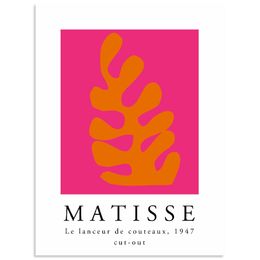 Wandbild Artland "Matisse der Messerwerfer - orange", farbe bild(er): pink, B:90cm H:120cm, Alu Dibond, Bilder, als Alubild, Leinwandbild, Poster, Wandaufkleber in verschied. Gr&ouml;&szlig;en