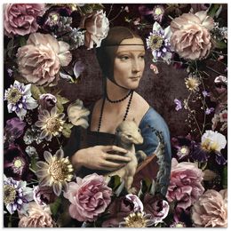 Glasbild Artland "Lady mit Hermelin - Da Vinci Adaption", farbe bild(er): rot, B:50cm H:50cm, Bilder, in verschiedenen Gr&ouml;&szlig;en