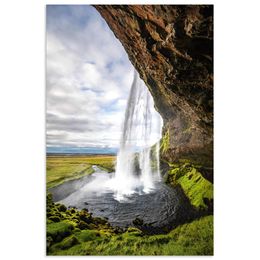 Wandbild Artland "Wasserfall Seljalandsfoss auf Island", farbe bild(er): gr&uuml;n, B:60cm H:90cm, Alu Dibond, Bilder, als Alubild, Leinwandbild, Poster, Wandaufkleber in verschied. Gr&ouml;&szlig;en
