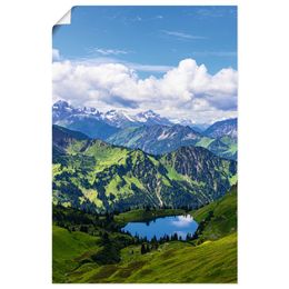 Wandbild Artland, B:40cm H:60cmfarbe bild(er): blau, Papier, Wohnzimmer, Bilder, "Nebelhorn bei Obersdorf Alpen Seealpsee", als Alubild,