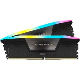 Corsair Arbeitsspeicher "VENGEANCE RGB DDR5 6000MT/s 32GB (2x16GB)", schwarz, 2 x 16 GB, Arbeitsspeicher, optimiert f&uuml;r AMD-Mainboards, RGB