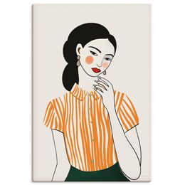 Wandbild Artland "Woman in Striped Blouse II", farbe bild(er): orange, B/H/T: 80cm x 120cm x 2cm, Leinwandbild Bilder von Frauen Hochformat, 1 Stk., Bilder, als Alubild, Leinwandbild, Poster, Wandaufkleber in verschied. Gr&ouml;&szlig;en