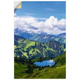Wandbild Artland, B:40cm H:60cmfarbe bild(er): blau, Vinyl, Wohnzimmer, Bilder, "Nebelhorn bei Obersdorf Alpen Seealpsee", als Alubild, Leinwandbild,