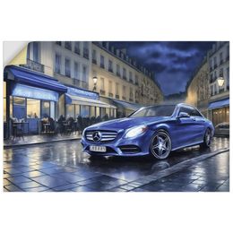 Wandbild Artland, B:30cm H:20cmfarbe bild(er): blau, Vinyl, Wohnzimmer, Bilder, "Mit dem Mercedes nach Paris", als Alubild, Leinwandbild, Poster,