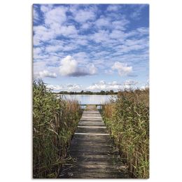 Wandbild Artland "Steg und Schilf am Krakower See", farbe bild(er): blau, B:20cm H:30cm, Bilder, als Alubild, Leinwandbild, Poster, Wandaufkleber in verschied. Gr&ouml;&szlig;en