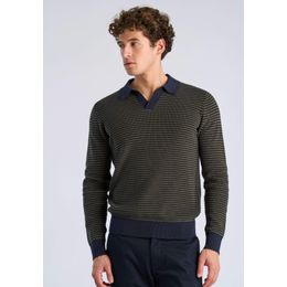 Strickpullover LINDBERGH "Strickpullover Relaxed Fit", Herren, Gr. XXL, army, Obermaterial: 60% Baumwolle, 40% Polyester, V-Ausschnitt, Pullover Strickpullover
