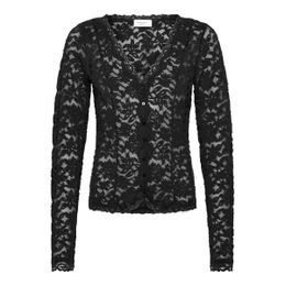 Strickjacke rosemunde "Delicia lace cardigan", Herren, Gr. L, schwarz, Obermaterial: 50% Baumwolle, 48% Polyamid, 2% Elasthan, Strickjacken Strickjacke, traumhafte Jacke aus elastischer Baumwollspitze mit V-Ausschnitt