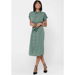Hemdblusenkleid Only "ONLHANNOVER S/S SHIRT DRESS NOOS WVN", Damen, Gr. 36 (S), N-Gr, laurel wreath, Web, Obermaterial: 100% Polyester, unifarben, Kleider, Sommerkleid