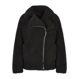 Winterjacke Urban Classics "Urban Classics Damen Ladies Sherpa Biker Jacket", Damen, Gr. 3XL, schwarz, 100% Polyester, unifarben, oversize, amerikanischer Ausschnitt, Jacken Winterjacke