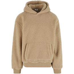 Kapuzenpullover Urban Classics "Urban Classics Oversized Teddy Hoody", Herren, Gr. XXL, unionbeige, 100% Polyester, unifarben, ohne Ausschnitt, Pullover Kapuzenpullover