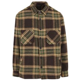 Langarm-Poloshirt 2Y Premium "2Y Premium 2Y Premium Woven Hemden", Herren, Gr. S, braun, 50% Polyester, 50% Wolle, kariert, oversize, amerikanischer Ausschnitt, Shirts