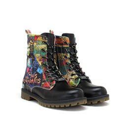 Goby Schn&uuml;rstiefel 'Goby RUGM112 with Mona Lisa' Damen Gr&ouml;&szlig;e 39 schwarz Winterschuhe