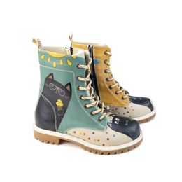 Goby Schn&uuml;rstiefel 'Wo's shoes Goby Ankle boots TFB1006 with cats' Damen Gr&ouml;&szlig;e 41 bunt Winterschuhe