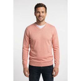 V-Ausschnitt-Pullover PETROL INDUSTRIES "V-Neck Basi", Herren, Gr. L (40), light coral, Strick, Obermaterial: 50% Baumwolle, 50% Polyacryl, unifarben, regular fit normal, V-Ausschnitt, B&uuml;ndchen, Pullover, Materialmix mit Baumwollanteil