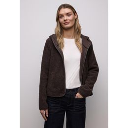Cardigan Street One, Damen, Gr. 38, molten earth, Stoff, 100% Polyester, unifarben, comfort fit normal, ohne Ausschnitt, normaler Saum, Strickjacken, mit Kapuze