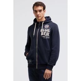 Kapuzensweatjacke CAMP DAVID, Herren, Gr. 4XL, blau, Material: 65% Baumwolle, 35% Polyester, bedruckt, bestickt, regular fit normal, hoch geschlossener Ausschnitt, eingesetzt Rippb&uuml;ndchen, Sweatjacken, mit Baumwolle