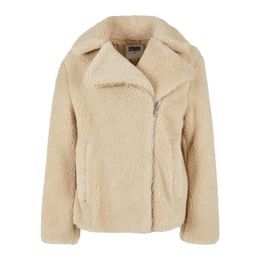 Winterjacke Urban Classics "Urban Classics Damen Ladies Sherpa Biker Jacket", Damen, Gr. S, unionbeige, 100% Polyester, unifarben, oversize, amerikanischer Ausschnitt, Jacken Winterjacke