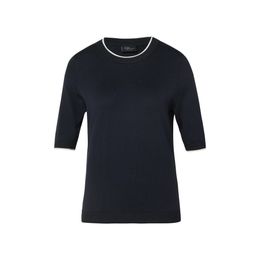 Rundhalspullover s.Oliver BLACK LABEL, Damen, Gr. 38, navy, Strick, Obermaterial: 50% Baumwolle, 50% Modal, unifarben, regular fit normal, Rundhals, Rippb&uuml;ndchen, Pullover Rundhalspullover, mit Rippb&uuml;ndchen