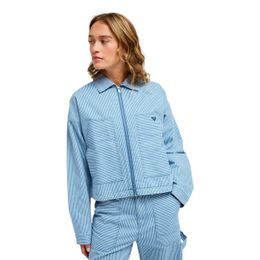 Outdoorjacke Roxy "Beachfront Bliss", Damen, Gr. L, coconut milk denim stripe, Obermaterial: 100% Walkfrottier;, Jacken Outdoorjacke